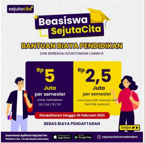 Ingin Dapat Uang Saku Per Semester? Daftar Beasiswa SejutaCita Sekarang Juga!